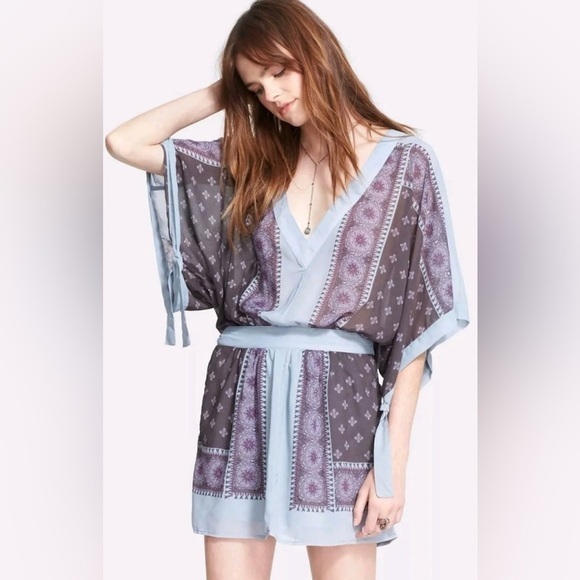 Free People | Dresses | Free People Santa Cruz Kimono Tunic Blue ...